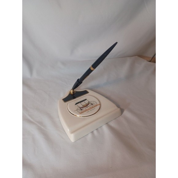 Office | Vintage Porcelain Desk Accessory Light Rockaway Pen Holder ...
